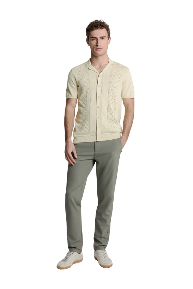 Pullover Short Sleeve Full Button Polo Solid Jacquard | No Excess ...